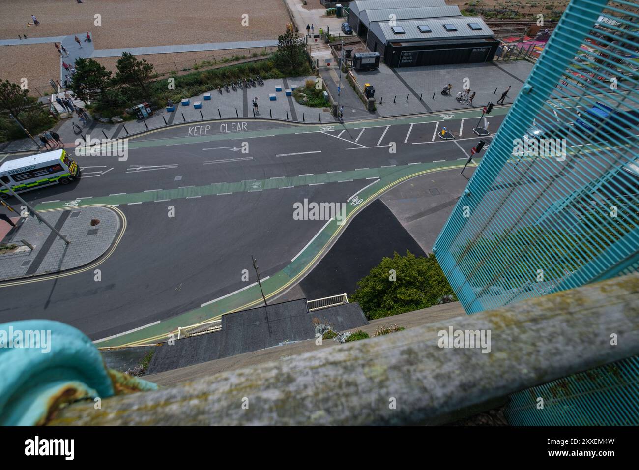 A shoot of Madeira Drive and Dukes Mound road junction markings and ...