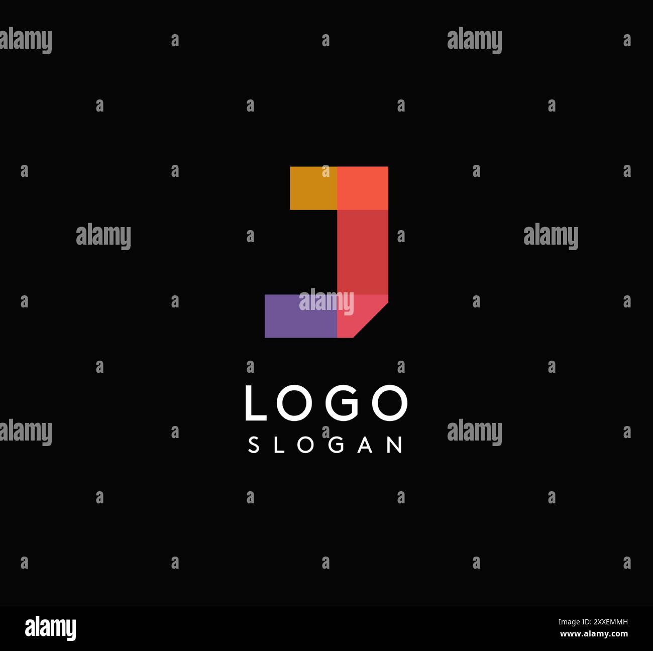 Colorful geometric letter J with overlapping shapes, modern vibrant ...