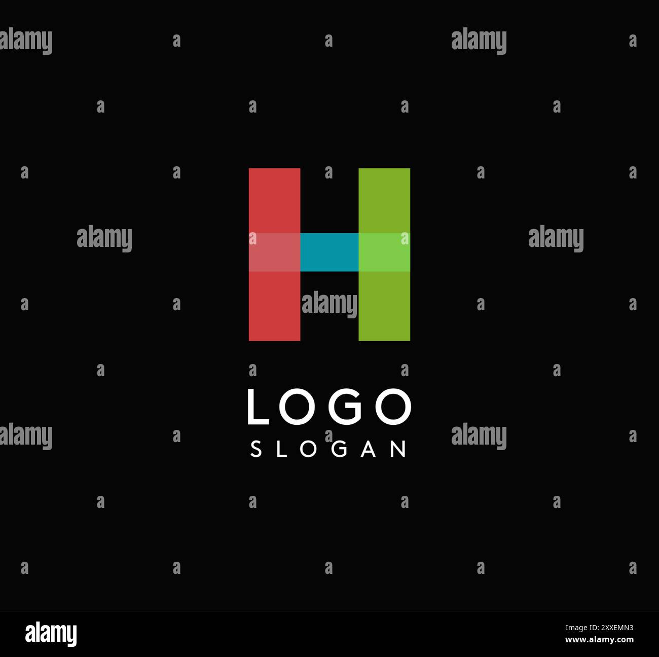 Colorful geometric letter H with overlapping shapes, modern vibrant ...