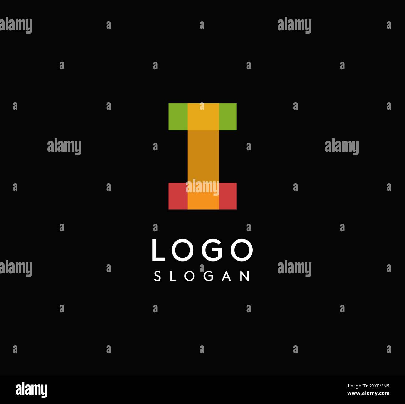 Colorful geometric letter I with overlapping shapes, modern vibrant ...