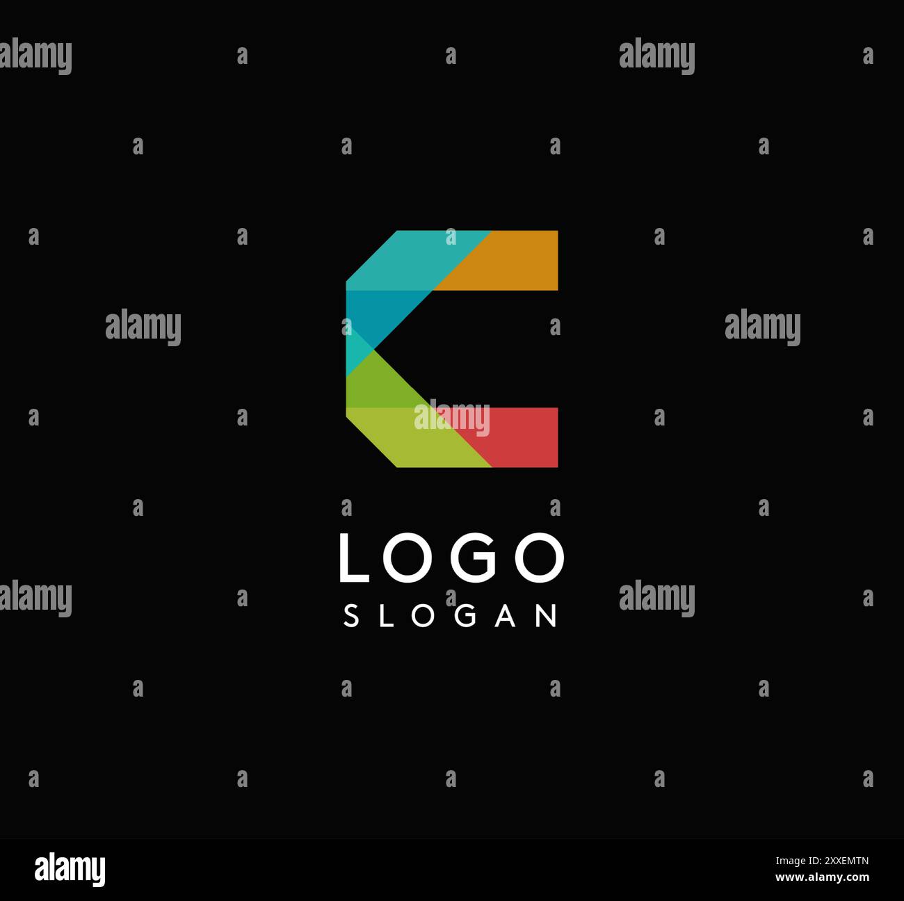Colorful geometric letter C with overlapping shapes, modern vibrant ...