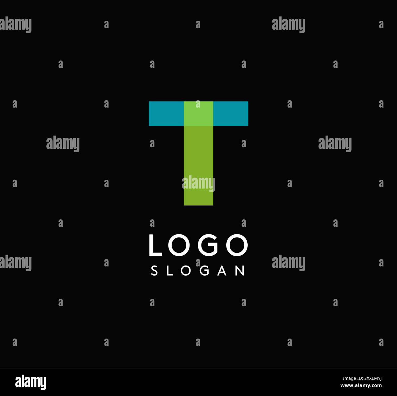 Colorful geometric letter T with overlapping shapes, modern vibrant ...