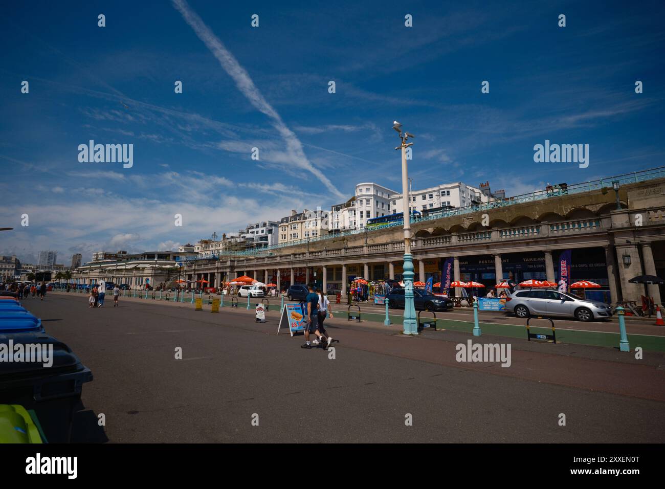 Madeira drive walkway promenade at Brighton England showing archway ...