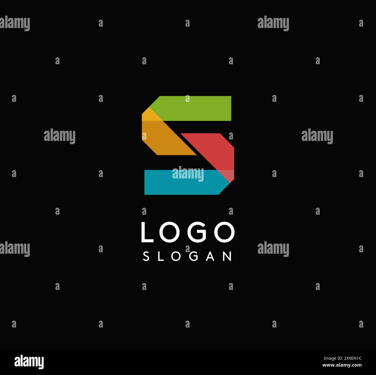 Colorful geometric letter S with overlapping shapes, modern vibrant ...