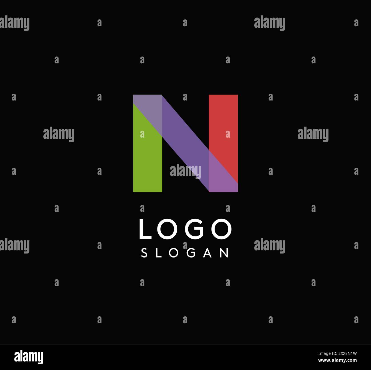 Colorful geometric letter N with overlapping shapes, modern vibrant ...