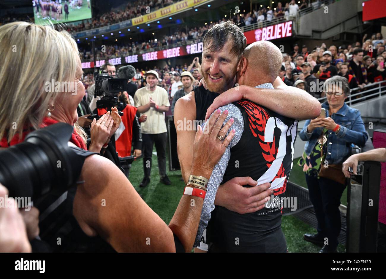 Brisbane, Australia. 24th Aug, 2024. Dyson Heppell (centre) of the ...
