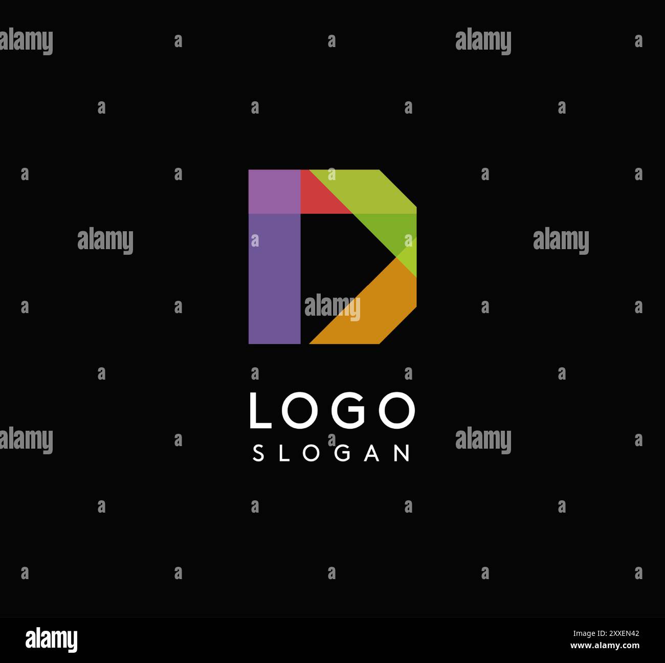 Colorful geometric letter D with overlapping shapes, modern vibrant ...