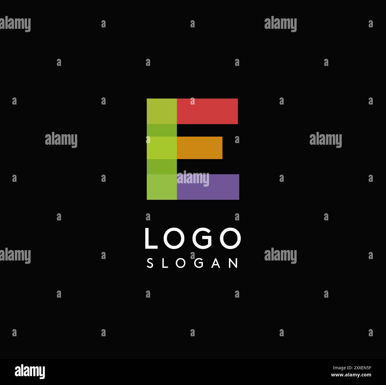 Colorful geometric letter E with overlapping shapes, modern vibrant ...
