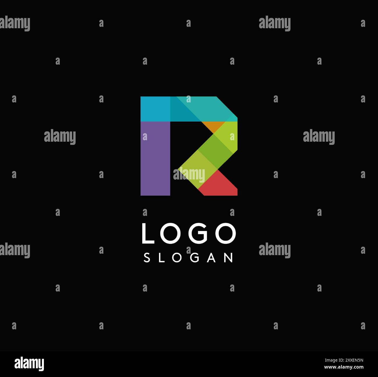 Colorful geometric letter R with overlapping shapes, modern vibrant ...