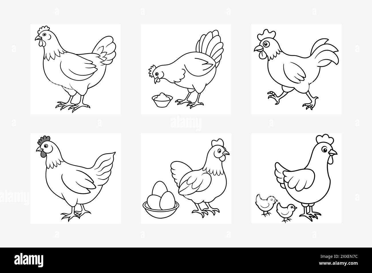 Chicken Silhouette Line Art - Illustrator Vector Graphic Stock Vector ...