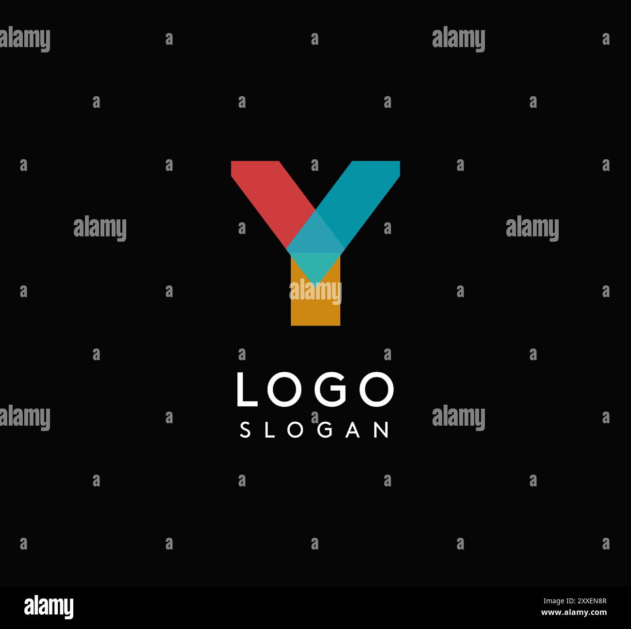 Colorful geometric letter Y with overlapping shapes, modern vibrant ...