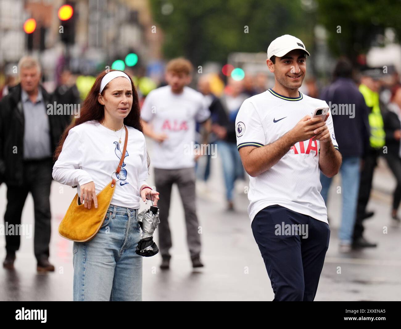 Tottenham Hotspur fans arrive for the Premier League match at the ...