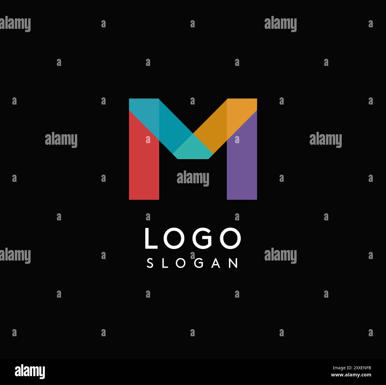 Colorful geometric letter M with overlapping shapes, modern vibrant ...
