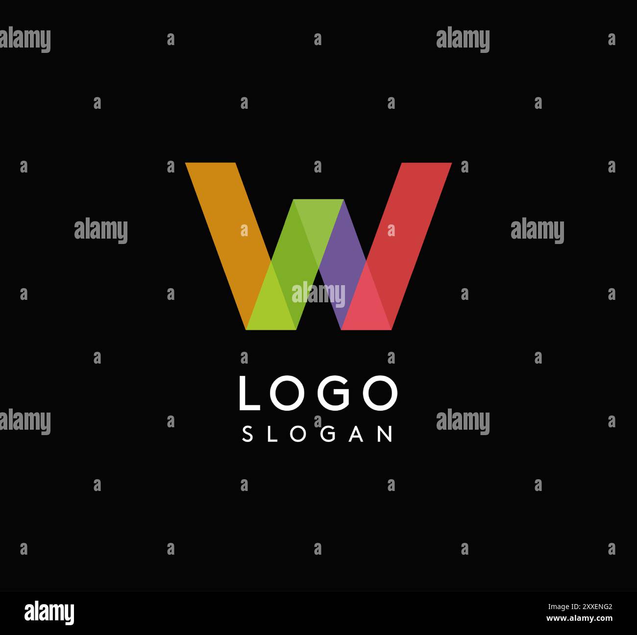 Colorful geometric letter W with overlapping shapes, modern vibrant ...