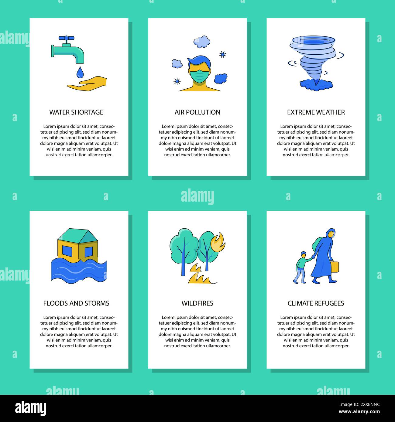 Global warming consequences banner template. Vector illustration Stock ...