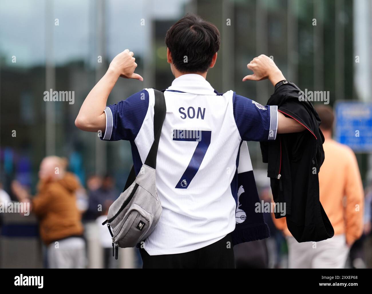 A Tottenham Hotspur fan with a Son Heung-Min shirt before the Premier ...