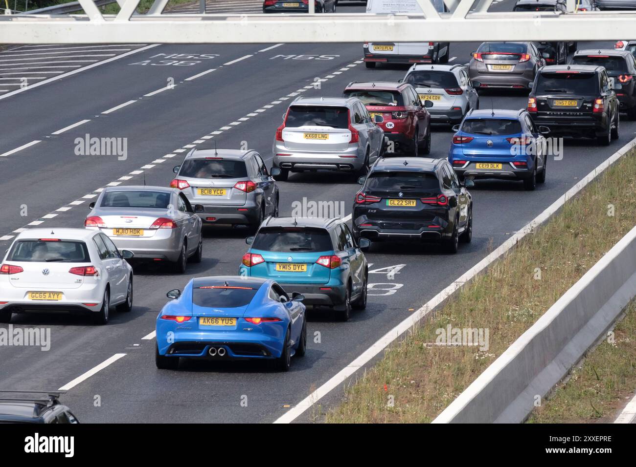 Bristol, UK. 24th Aug, 2024. August Bank Holiday travel adds to the congestion on the M4 ...