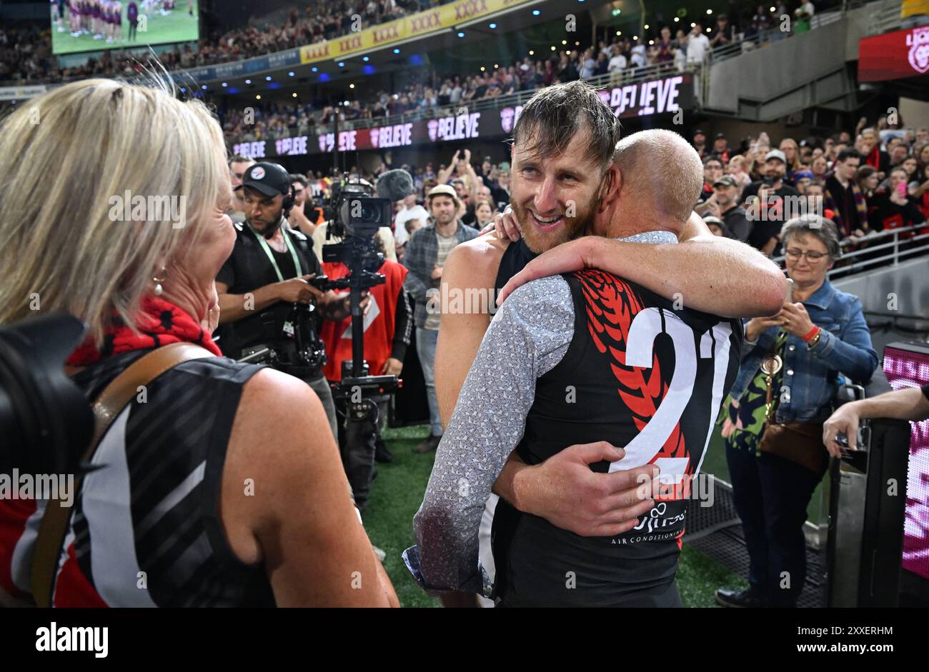 Brisbane, Australia. 24th Aug, 2024. Dyson Heppell (centre) of the ...
