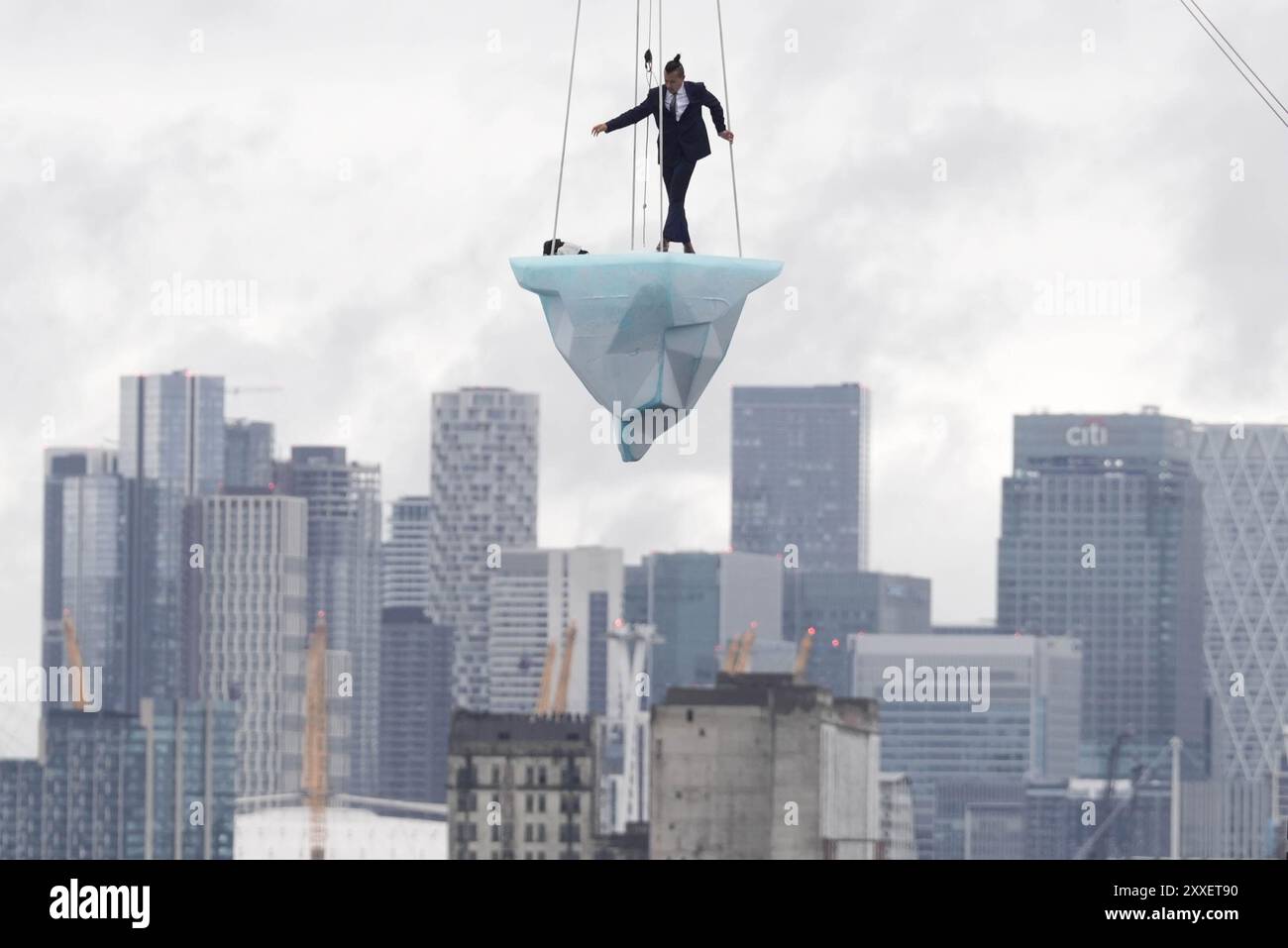 The European premiere of performance art THAW, an 8 hour aerial show ...