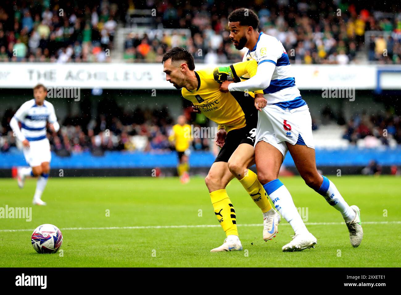 Plymouth Argyle's Ryan Hardie with Queens Park Rangers' Jake Clarke ...