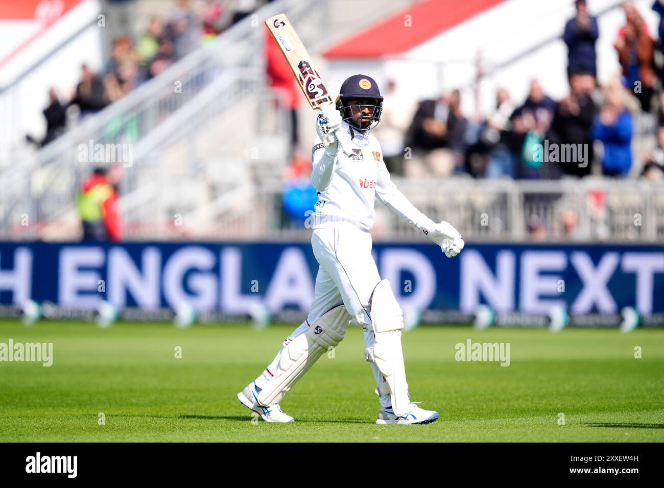 Sri Lanka's Kamindu Mendis reacts after being caught out by England's ...