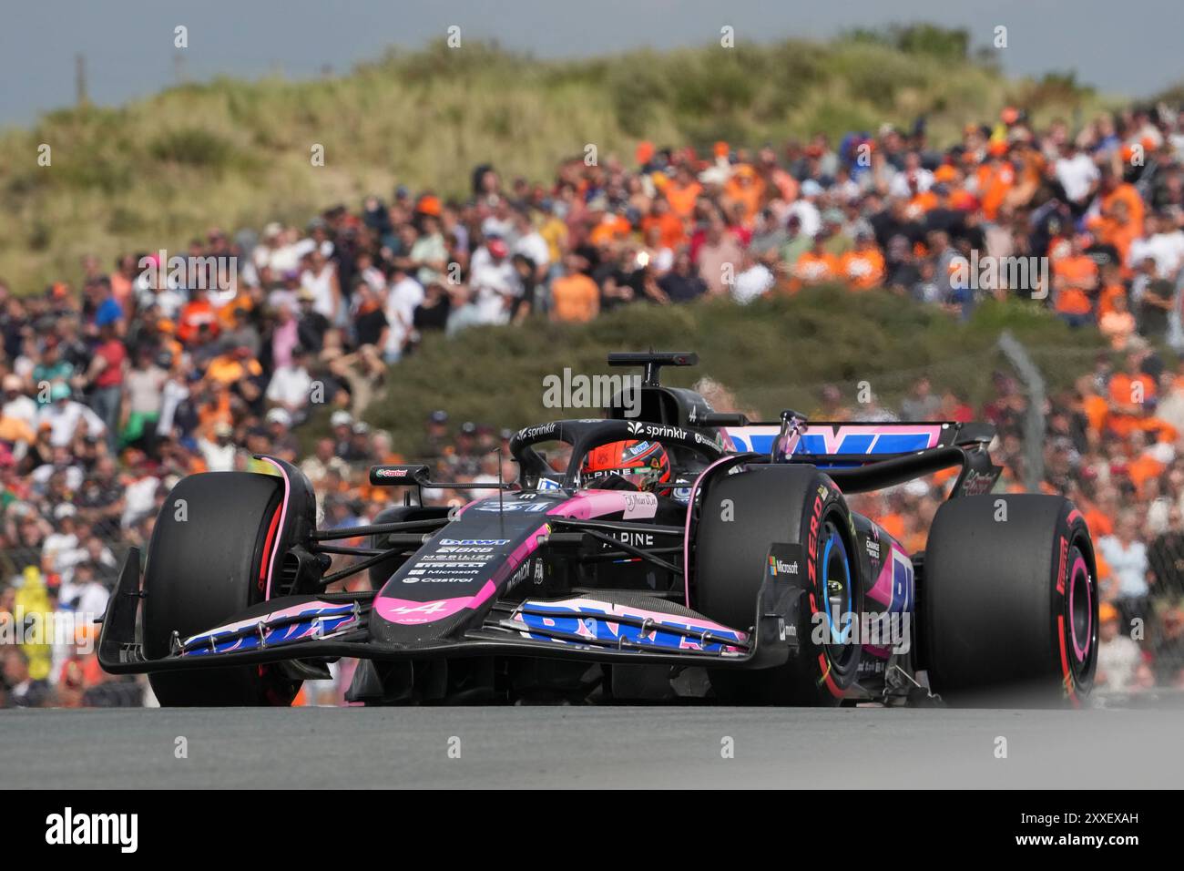 Alpine driver Esteban Ocon of France steers his car during qualifying ...