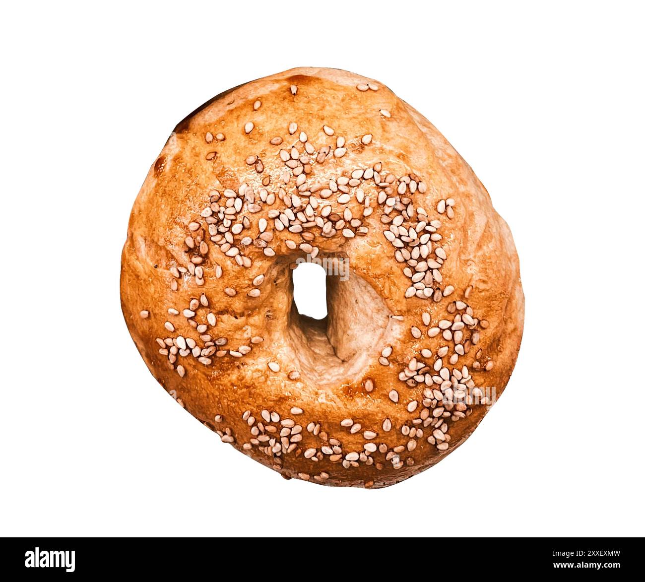 Whole round loaf of freshly baked rye wheat bread isolated close up on ...