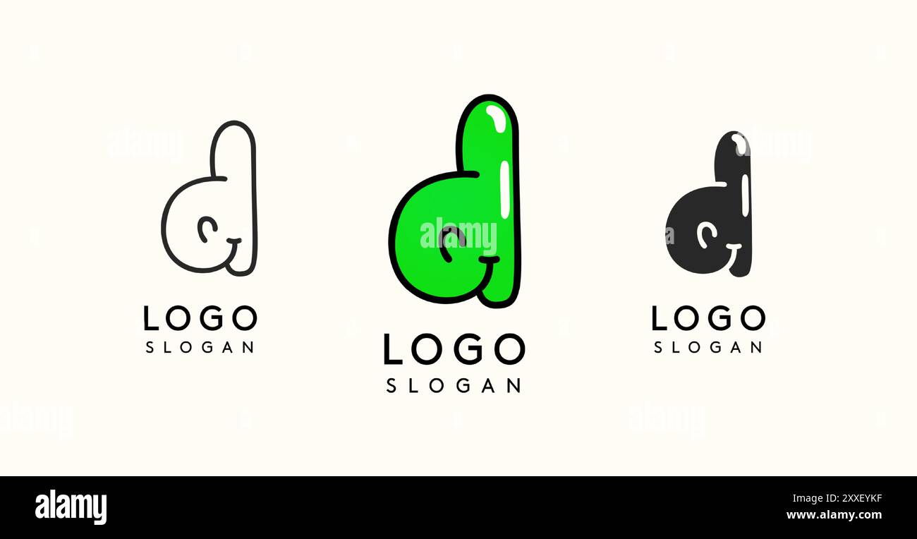 Playful cartoon letter d with glossy, bubbly appearance, available in ...