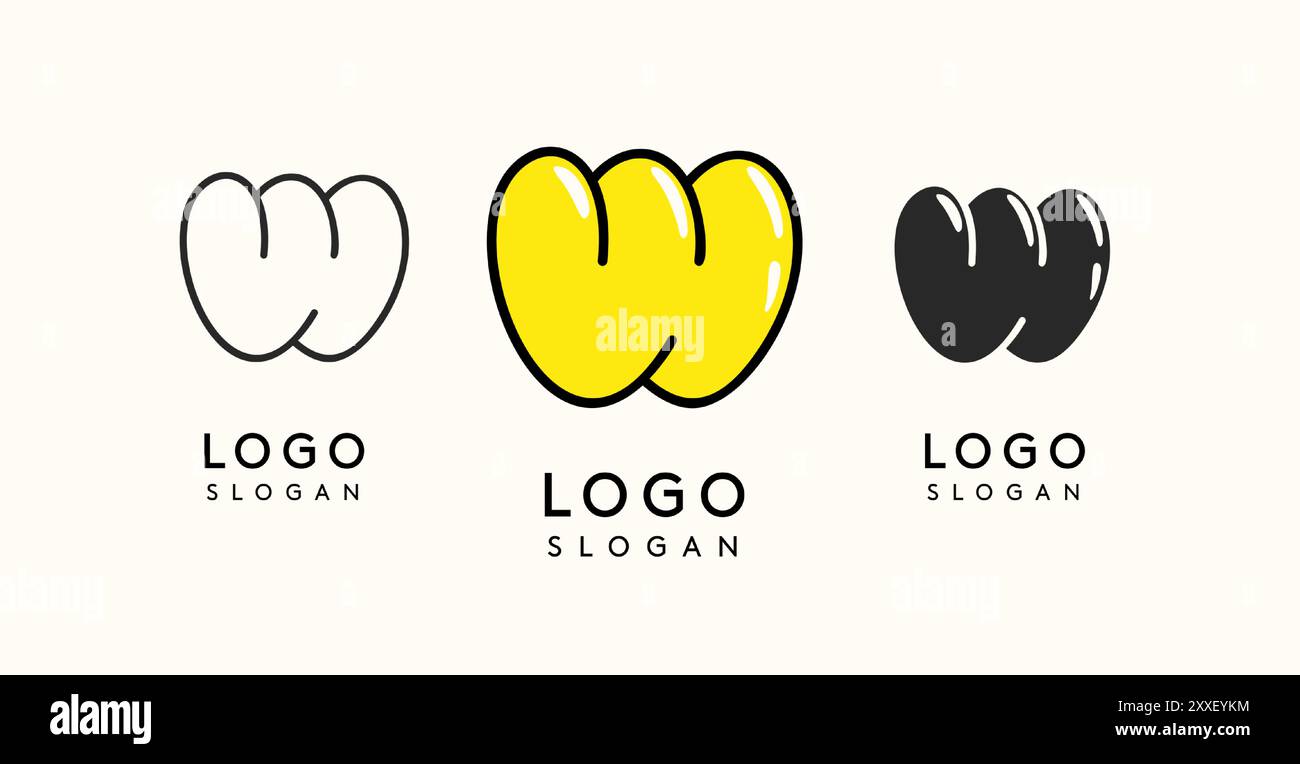 Playful cartoon letter W with glossy, bubbly appearance, available in ...