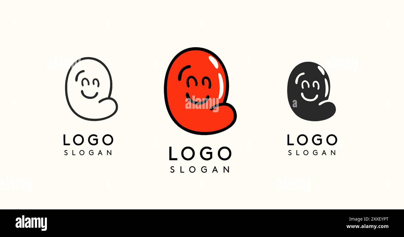 Playful cartoon letter Q with glossy, bubbly appearance, available in ...