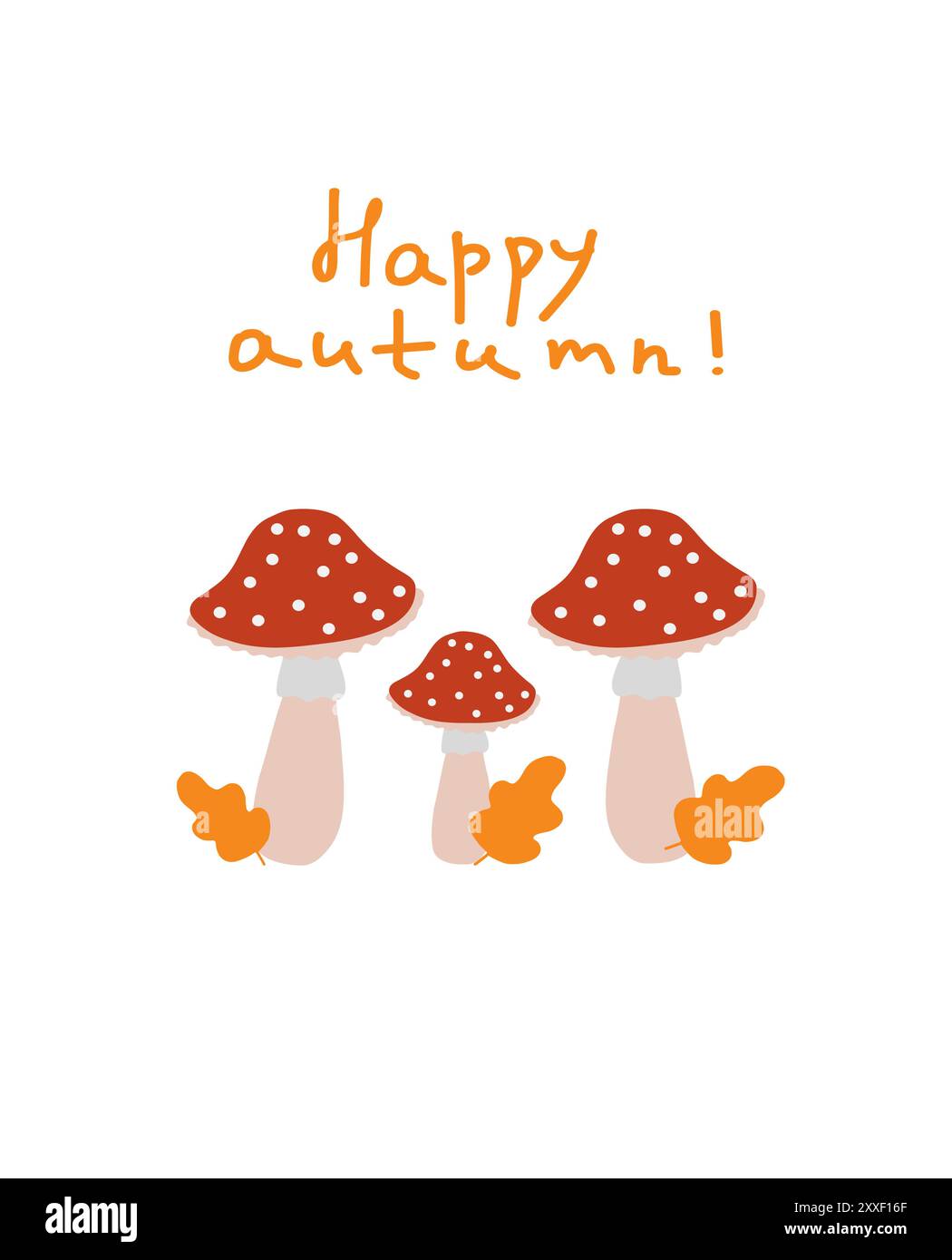 Happy autumn celebration featuring cheerful mushrooms and orange leaves ...