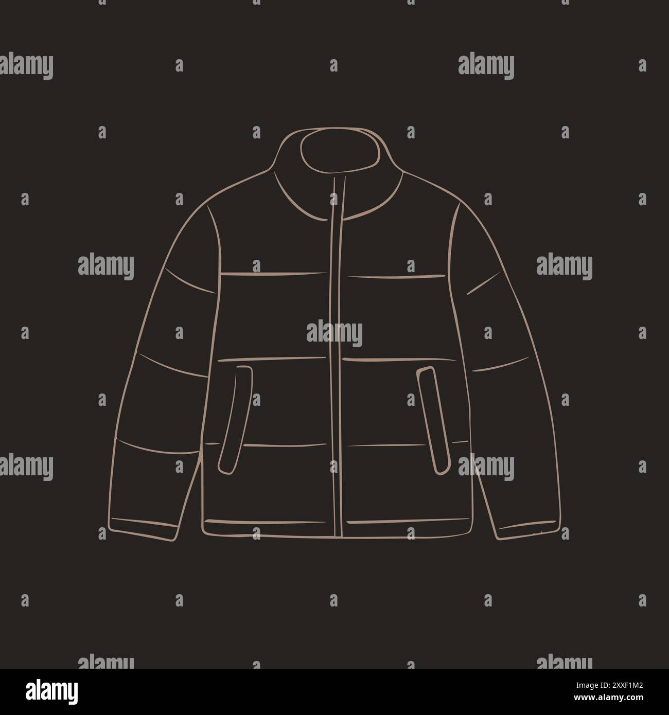 Vector isolated illustration of winter jacket. Outline drawing of a ...