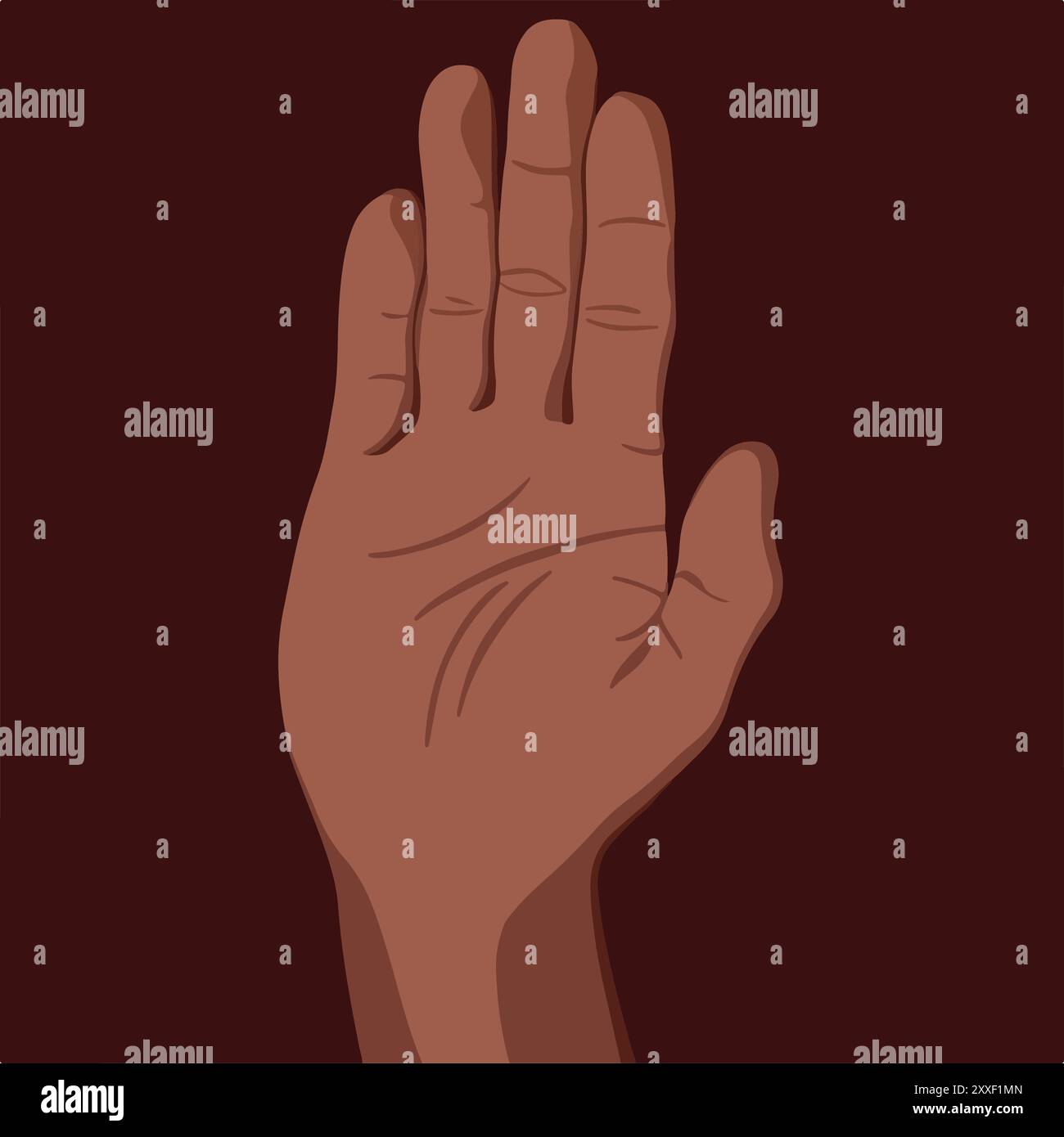 Vector illustration of human palm. The right hand of a person Stock ...