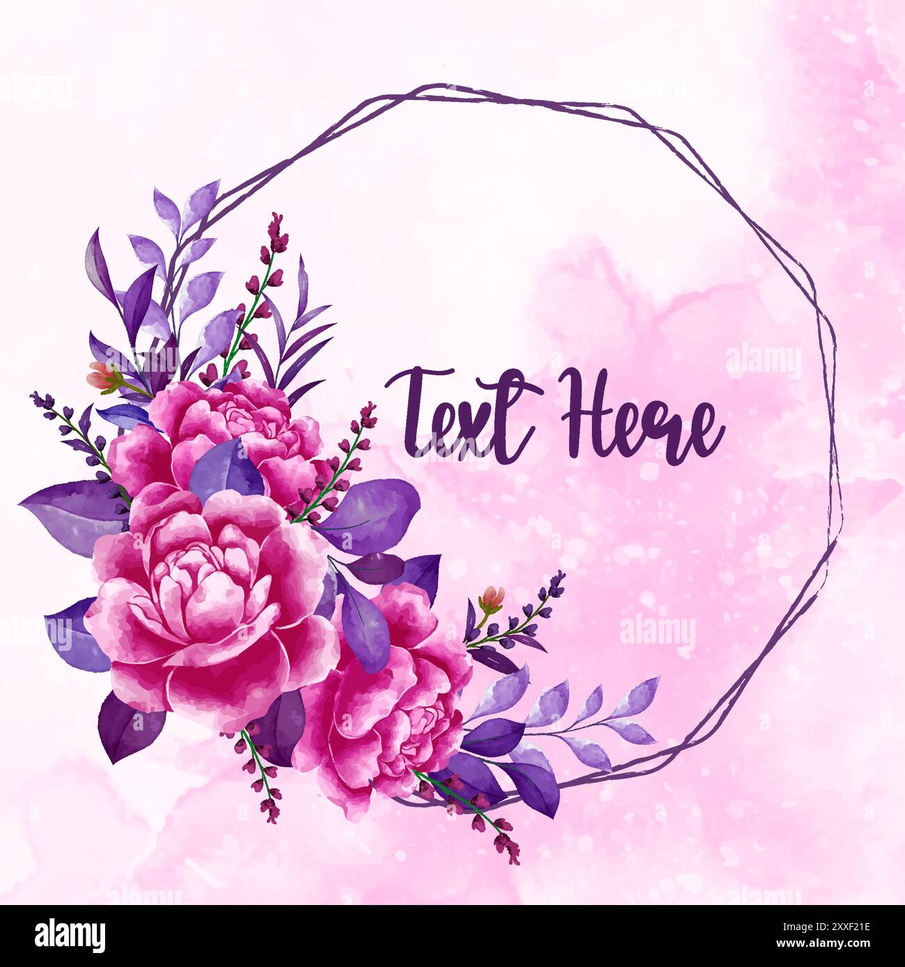Vector watercolor floral round frame hi-res stock photography and ...