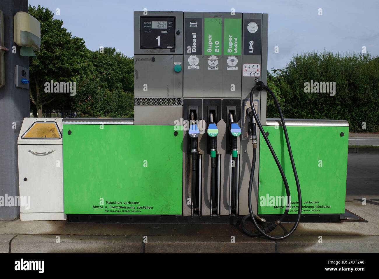 Brandless german gas station selling diesel, super E10, super lead-free ...