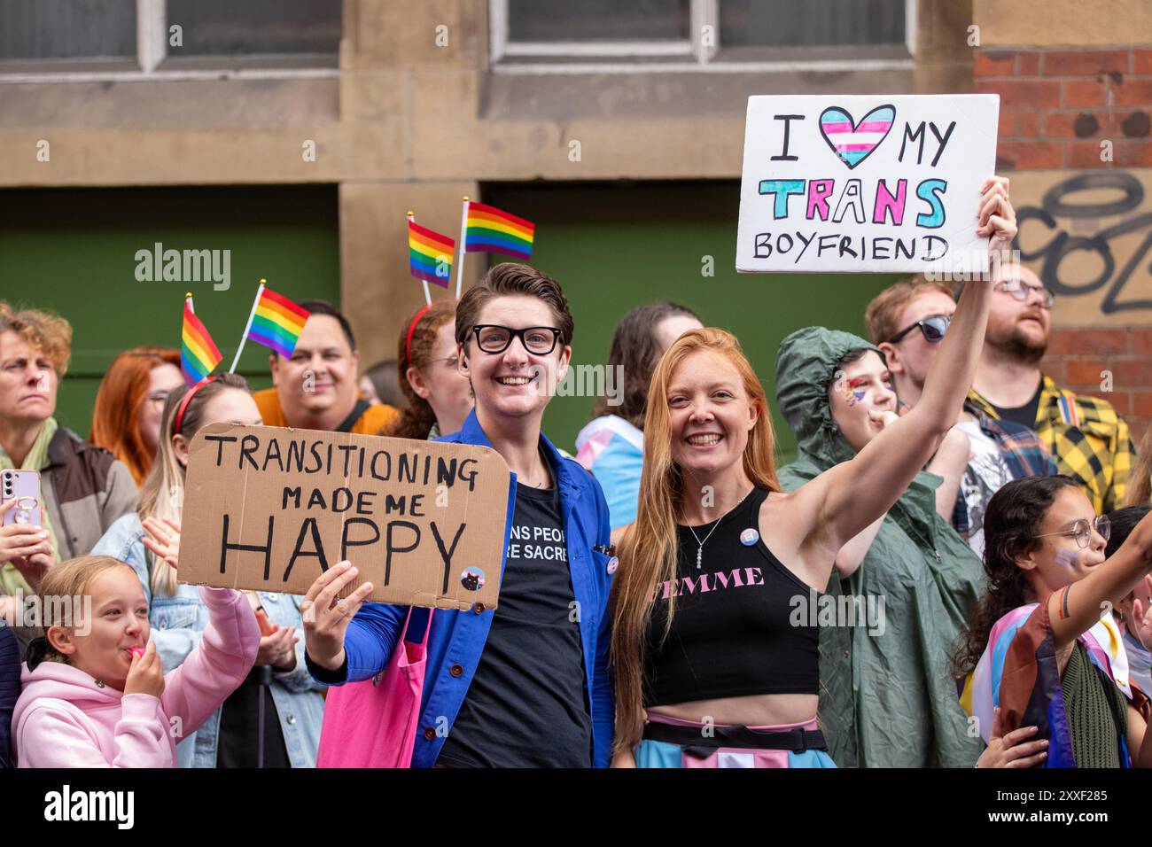 Manchester, UK. 24th Aug, 2024. Trans boyfriend and girlfriend watch ...