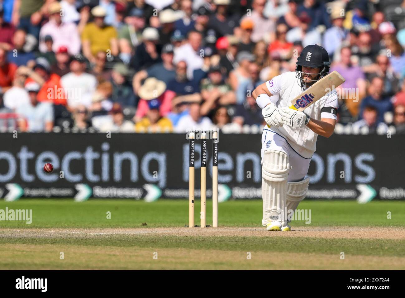 Ben Duckett of England flicks the ball away for a run during the ...