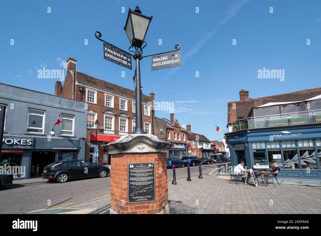 The Square in Bagshot village centre, Surrey, England, UK, with the ...