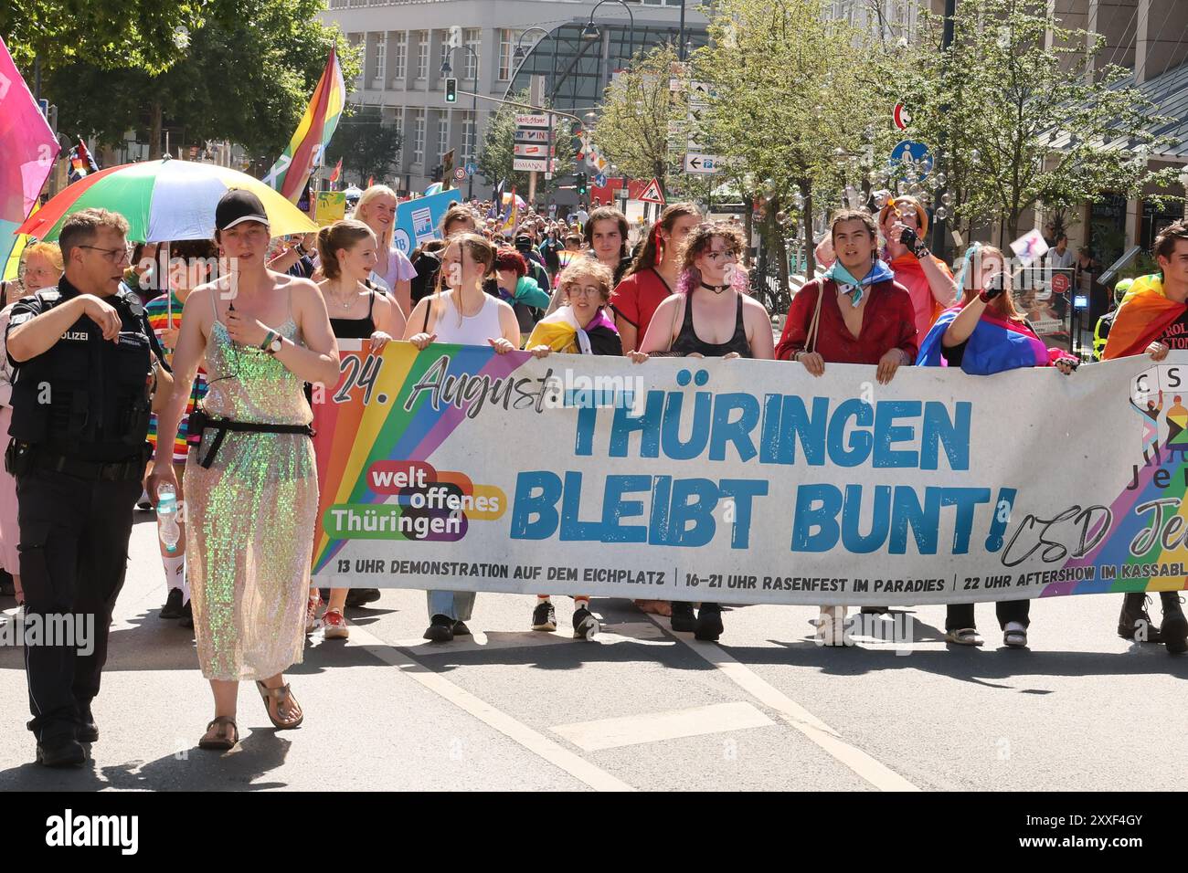Jena, Germany. 24th Aug, 2024. Participants of Christopher Street Day ...