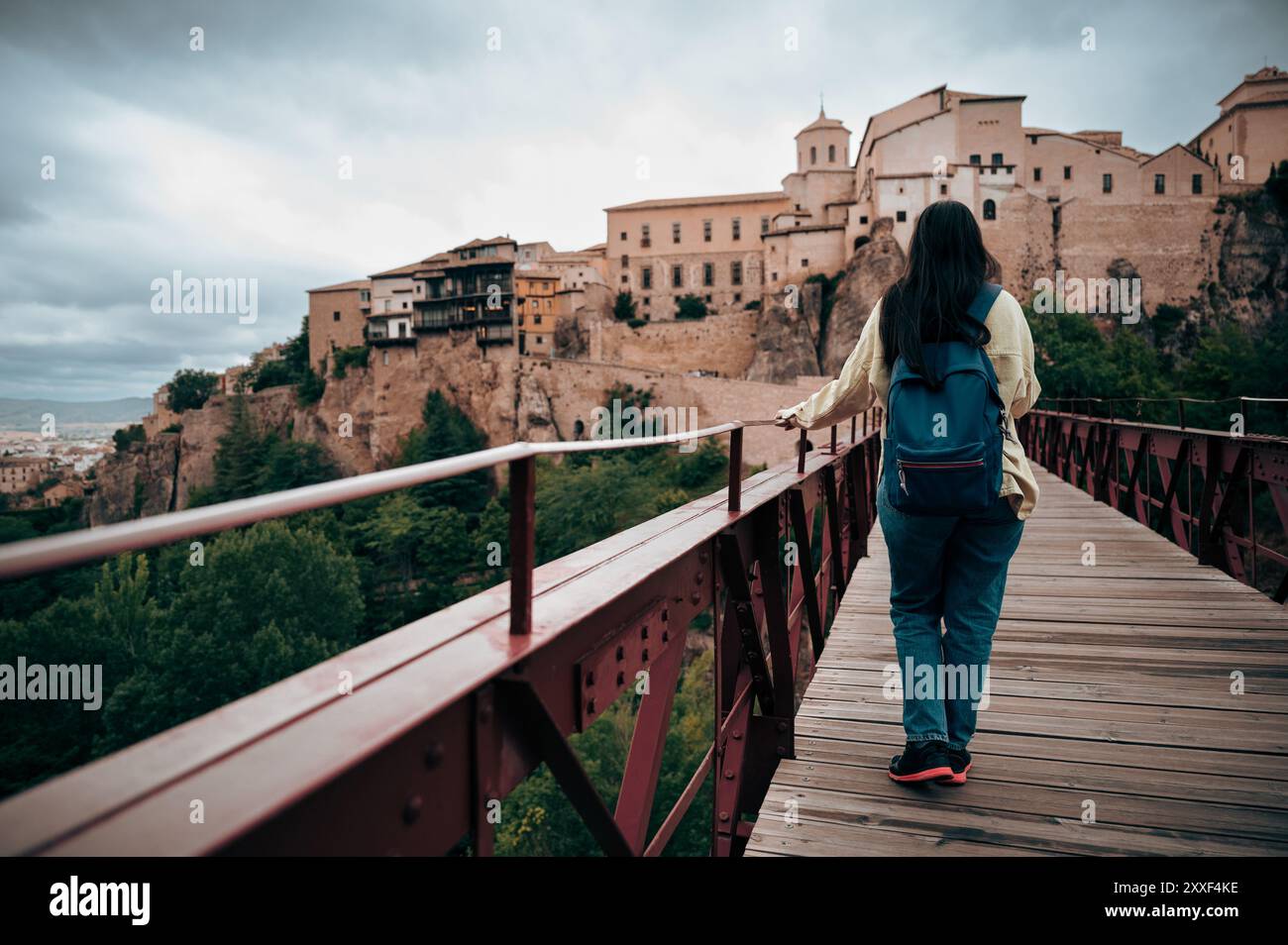 Visiting the Hanging Houses of Cuenca. San Pablo bridge, Spain Stock ...