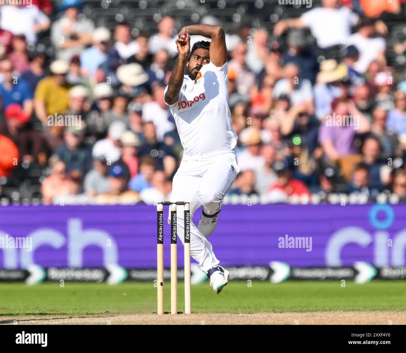 Asitha Fernando of Sri Lanka delivers the ball during the England Men v ...