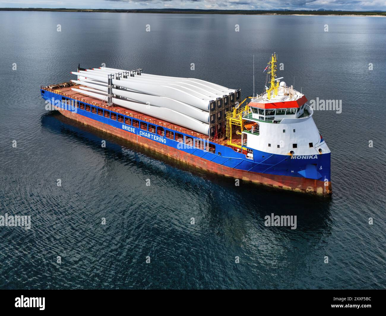 Monika, a general cargo vessel with a load of wind turbine blades Stock ...