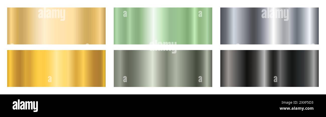 A collection of colored metallic gradients on a white background ...