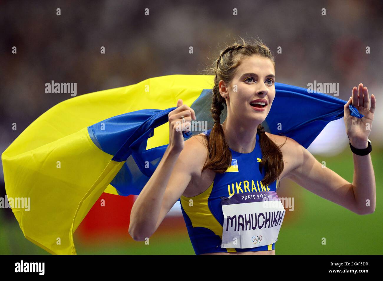 Yaroslava Mahuchikh of Ukraine celebrates after winning the gold medal ...
