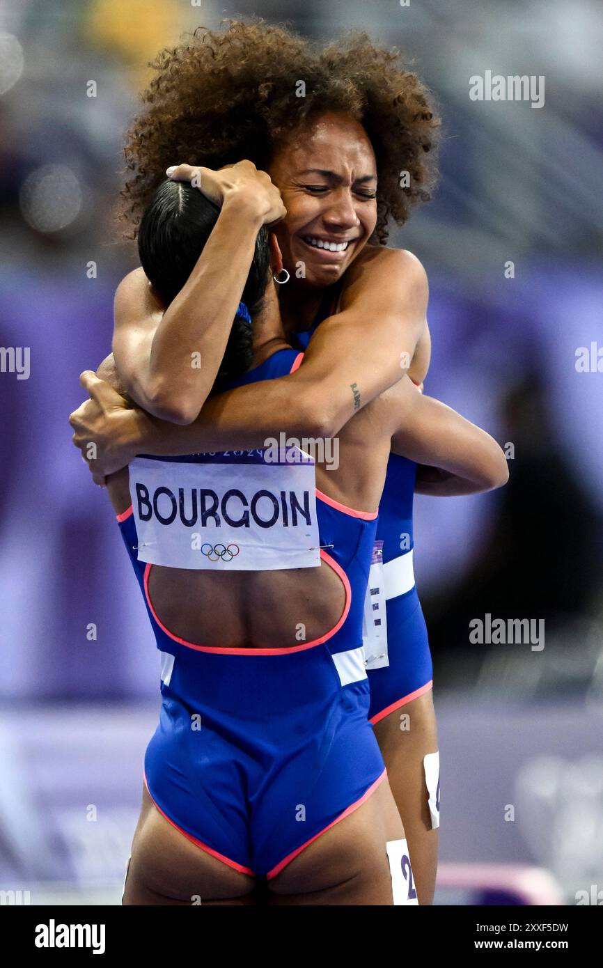 Anais Bourgoin and Renelle Lamote of France react after competing in ...