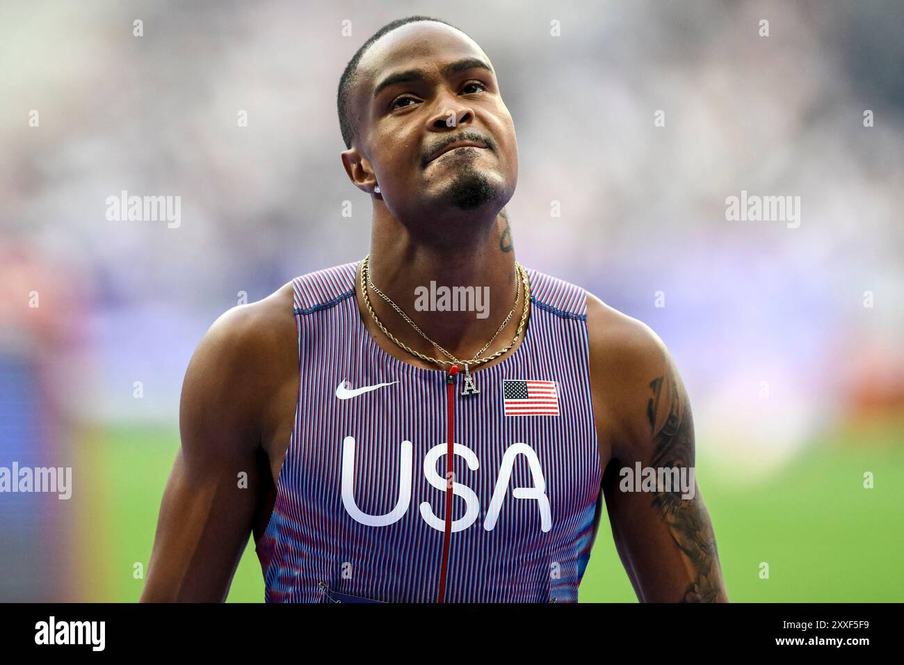 Quincy Hall of United States of America prepares to compete in the 400m ...