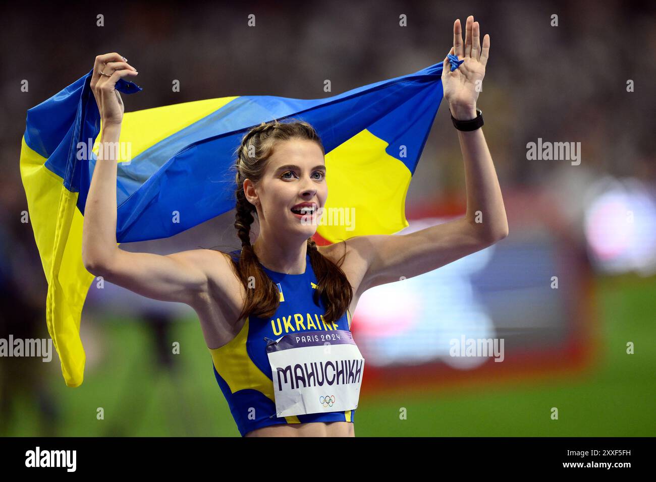 Yaroslava Mahuchikh of Ukraine celebrates after winning the gold medal ...