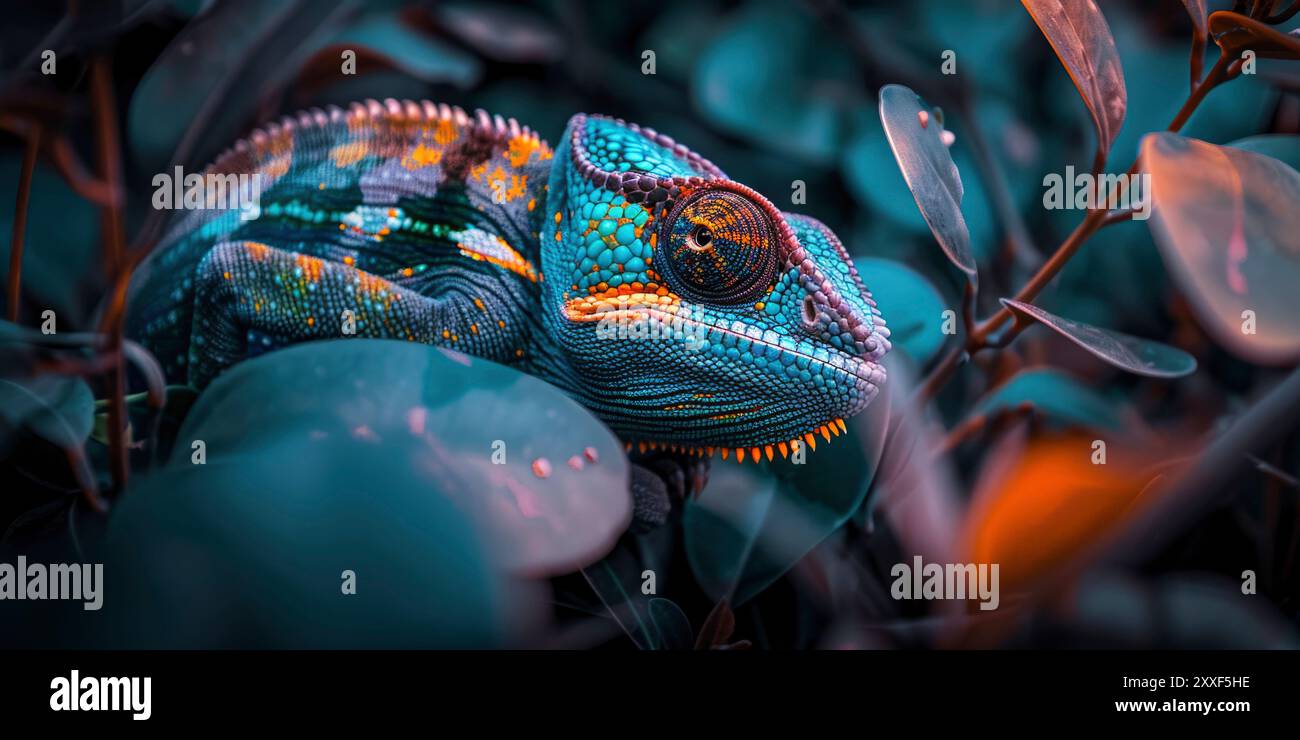 Cyan orange chameleon hi-res stock photography and images - Alamy
