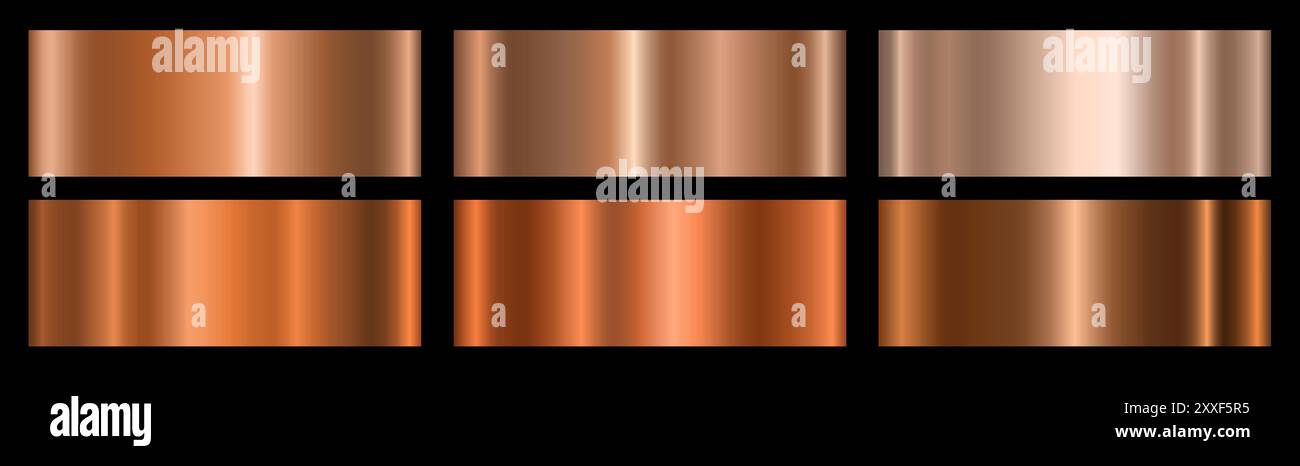 A collection of copper metal gradients with a frame on a black ...