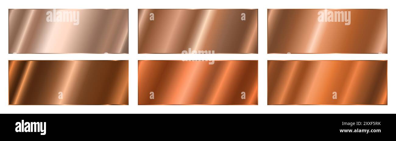 A set of copper metal gradients on a white background. Banners with a ...